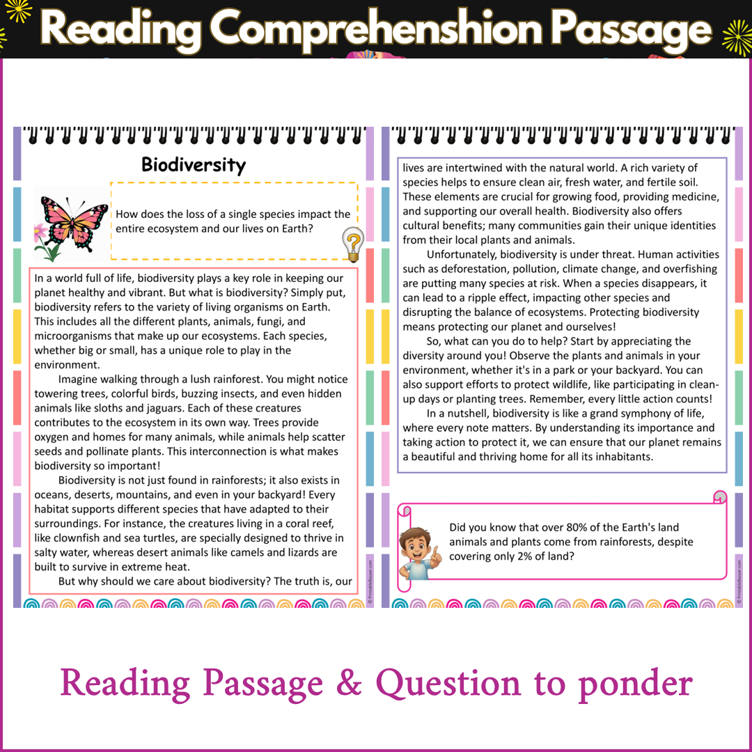 Biodiversity | Reading Comprehension Passage and Questions ...