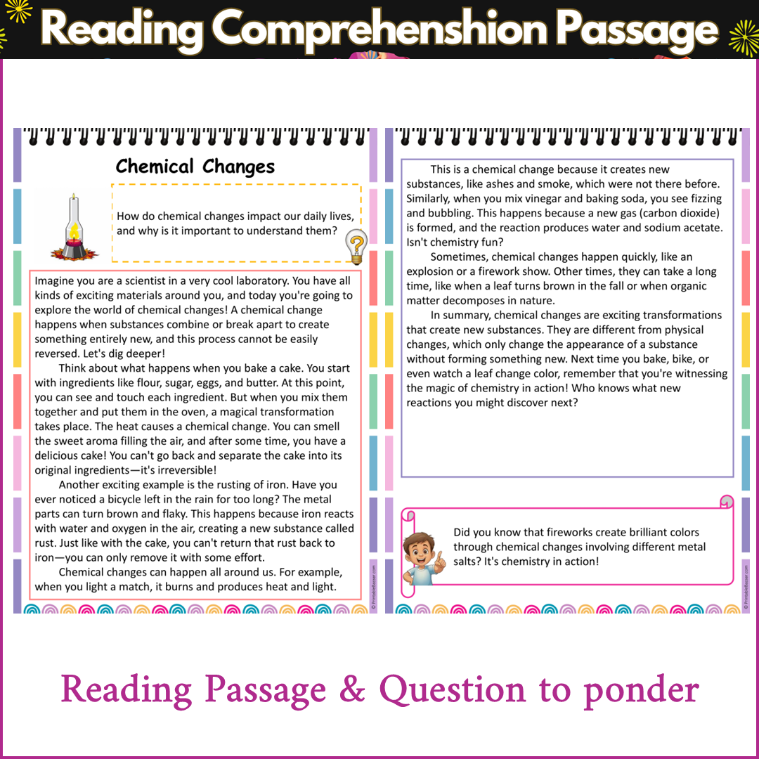 Chemical Changes | Reading Comprehension Passage and Questions ...