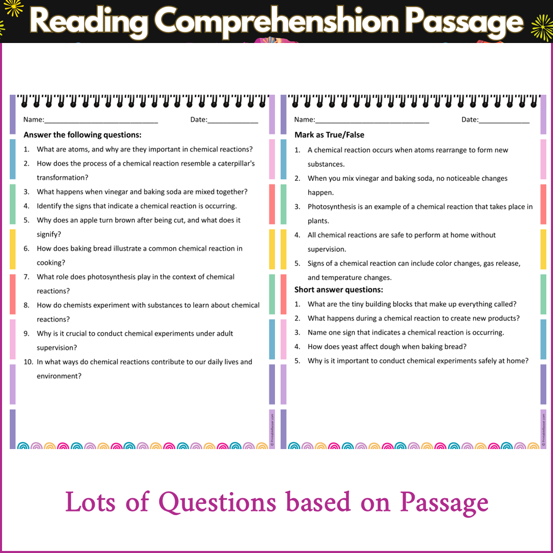 Chemical Reactions | Reading Comprehension Passage and Questions ...