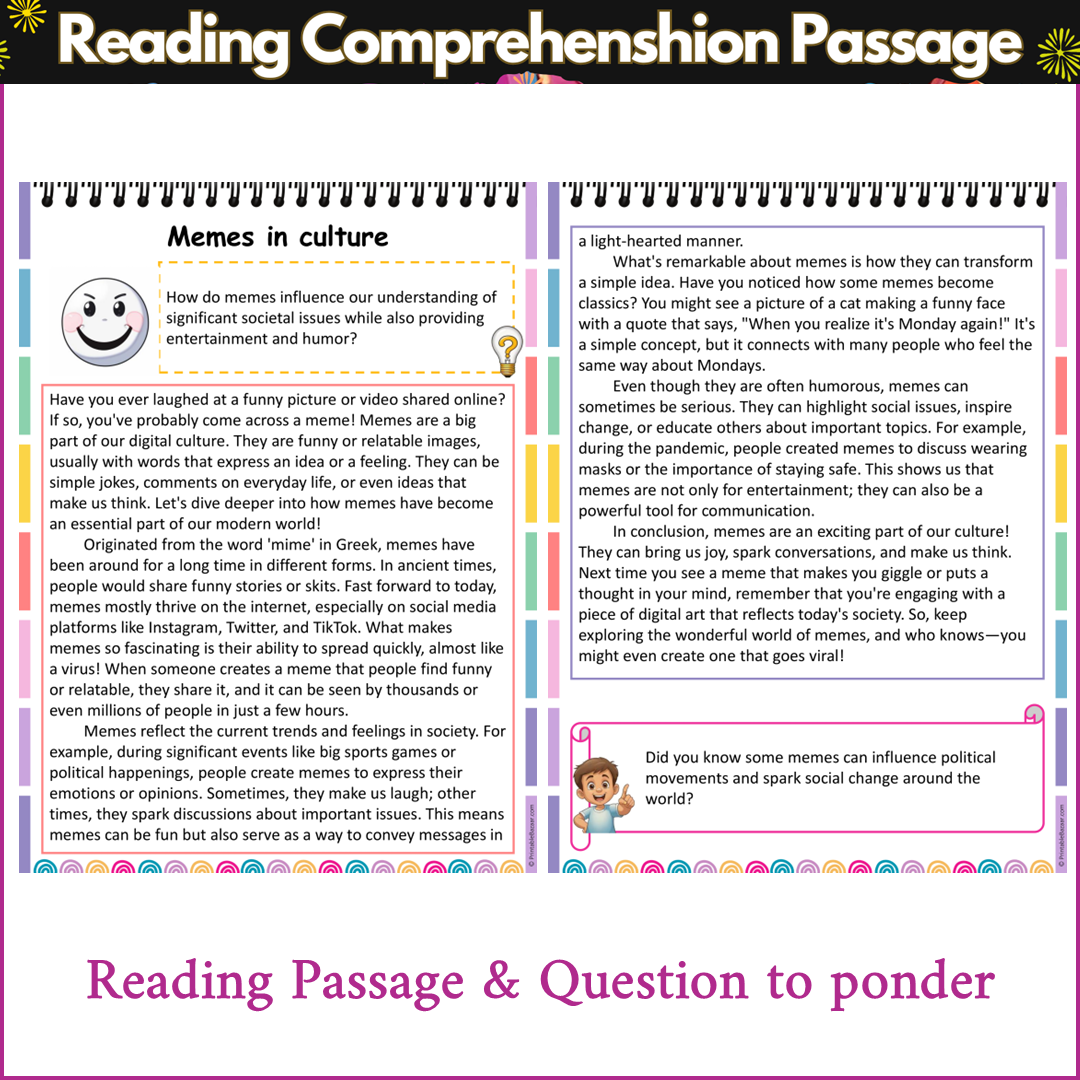 Memes in culture | Reading Comprehension Passage and Questions ...