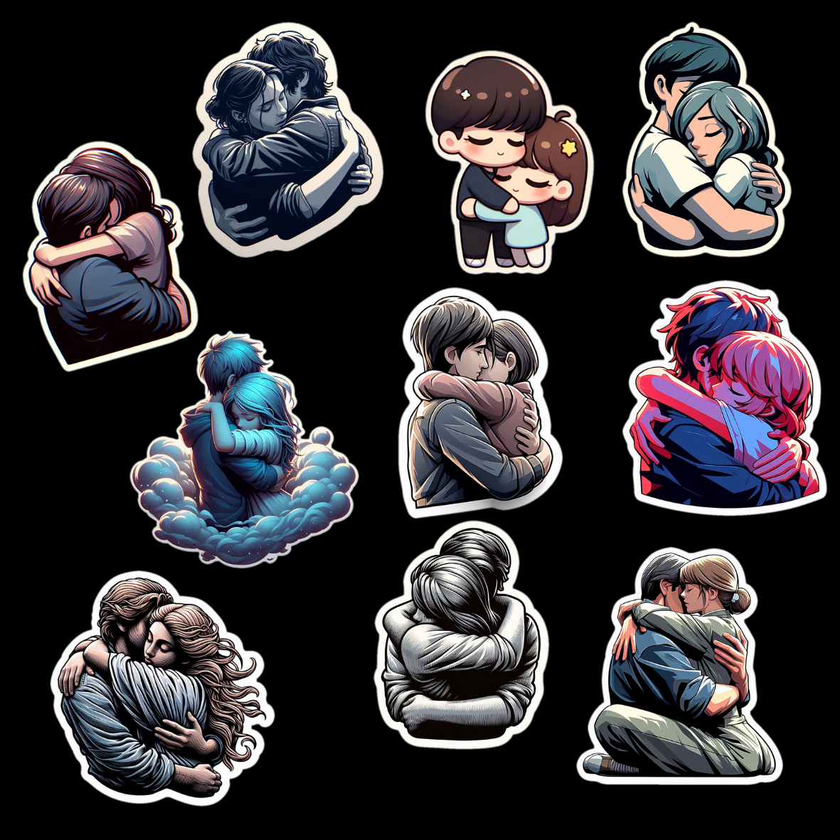 Couple Hug Sticker - Printable Digital – PrintableBazaar