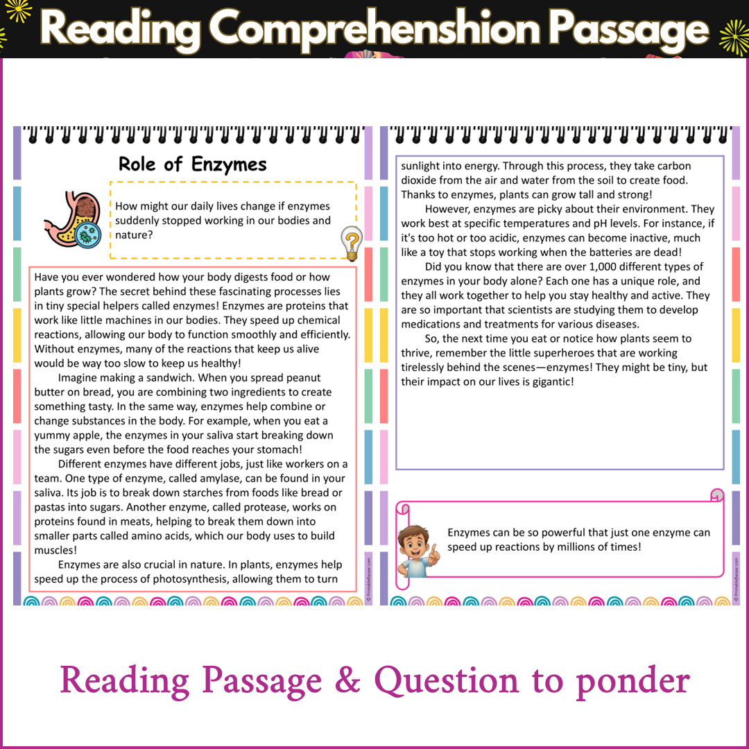 Role of Enzymes | Reading Comprehension Passage and Questions ...