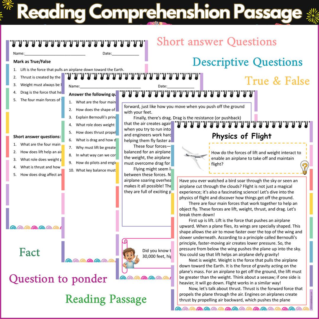 Physics of Flight | Reading Comprehension Passage and Questions ...