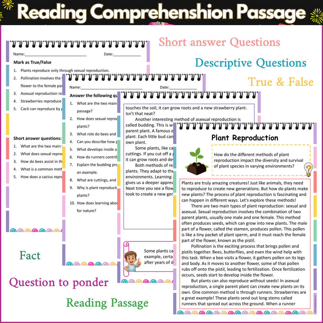 Plant Reproduction | Reading Comprehension Passage and Questions ...