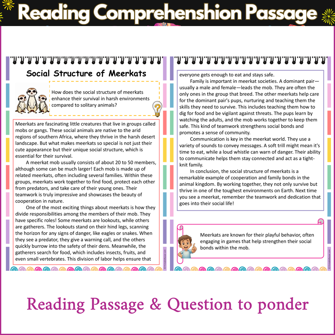 Social Structure of Meerkats | Reading Comprehension Passage and Quest ...