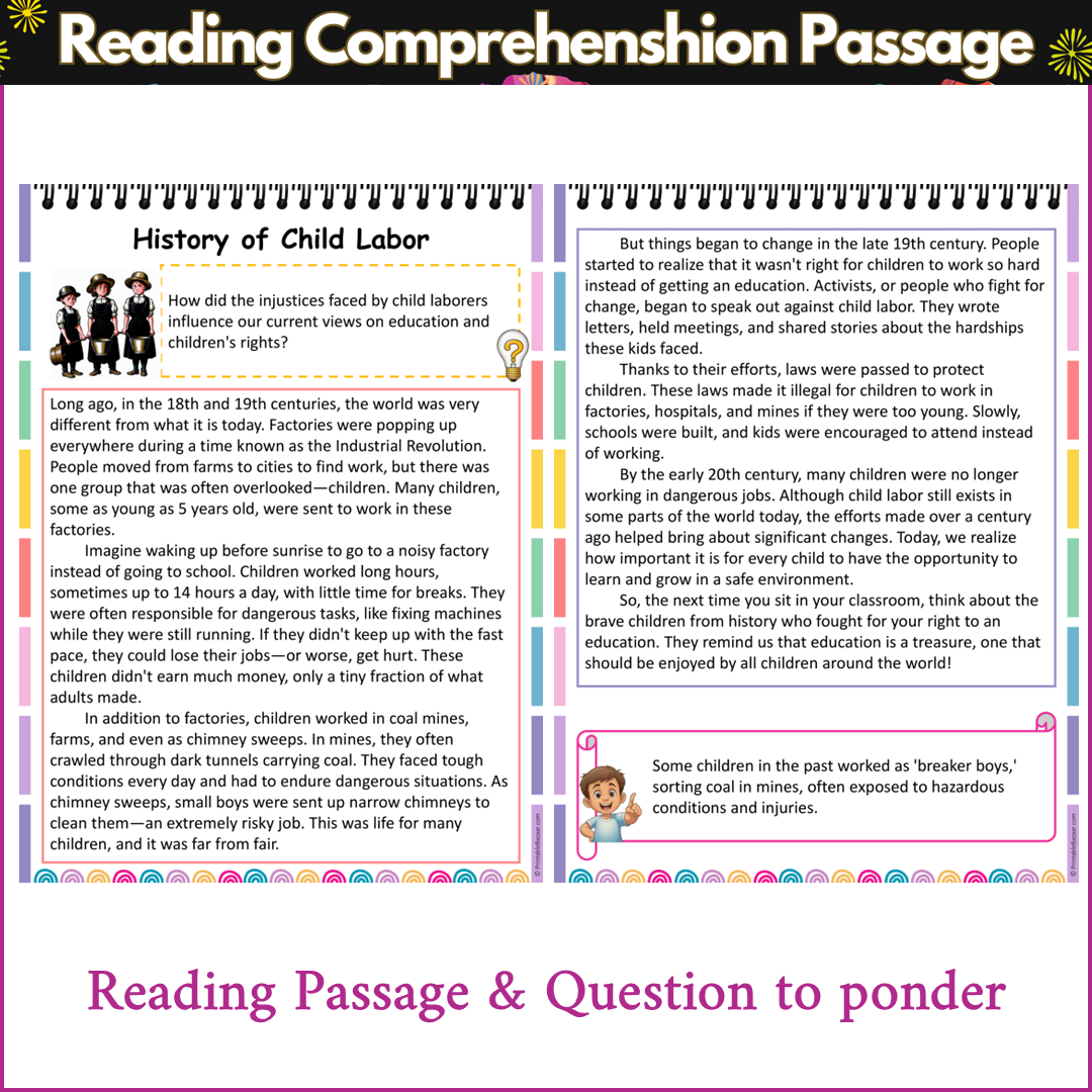 History of Child Labor | Reading Comprehension Passage and Questions ...