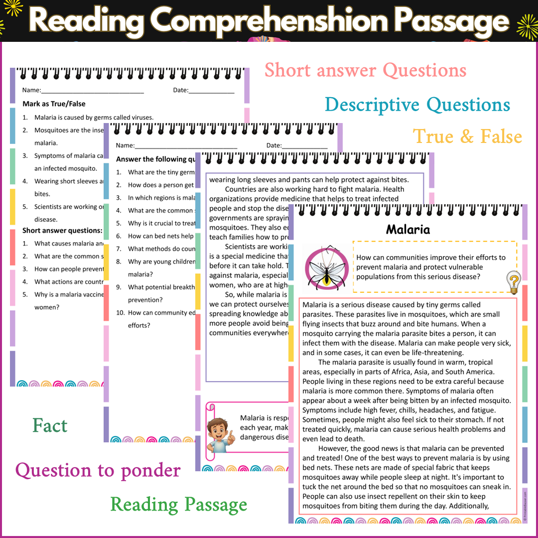 Malaria | Reading Comprehension Passage and Questions – PrintableBazaar