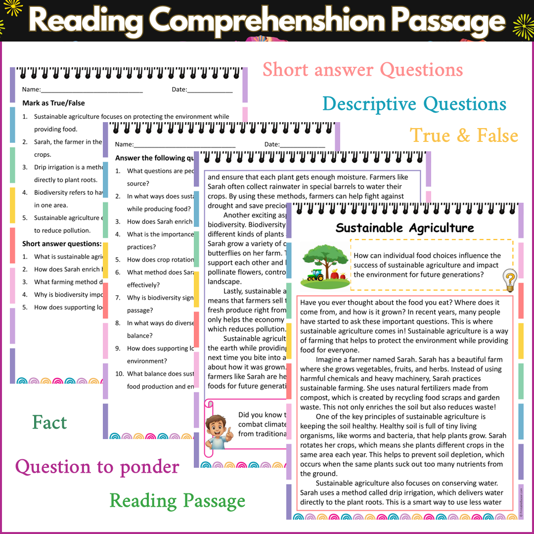 Sustainable Agriculture | Reading Comprehension Passage and Questions ...