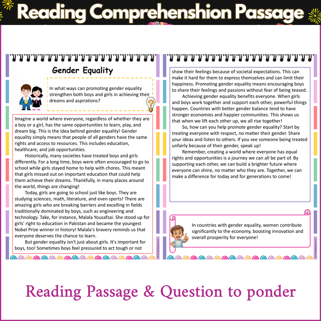 Gender Equality | Reading Comprehension Passage and Questions ...