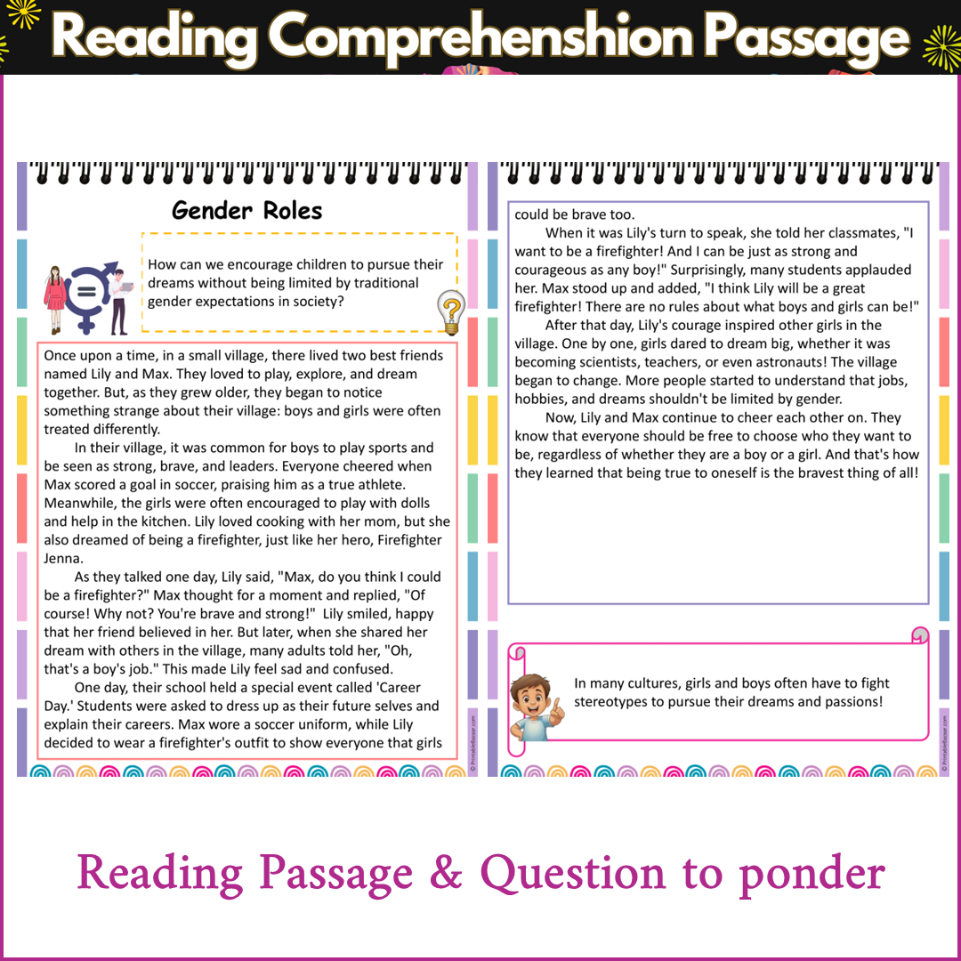 Gender Roles | Reading Comprehension Passage and Questions ...