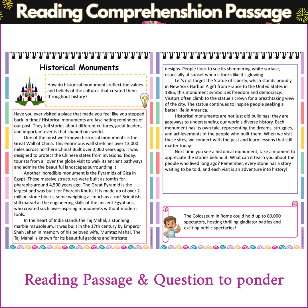 Historical Monuments | Reading Comprehension Passage and Questions ...