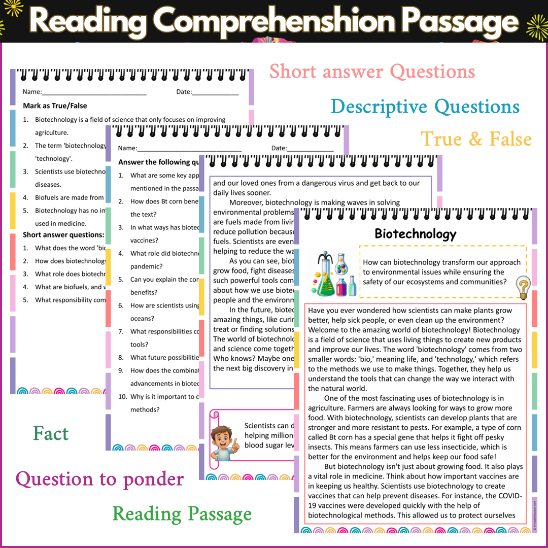 Biotechnology | Reading Comprehension Passage and Questions ...