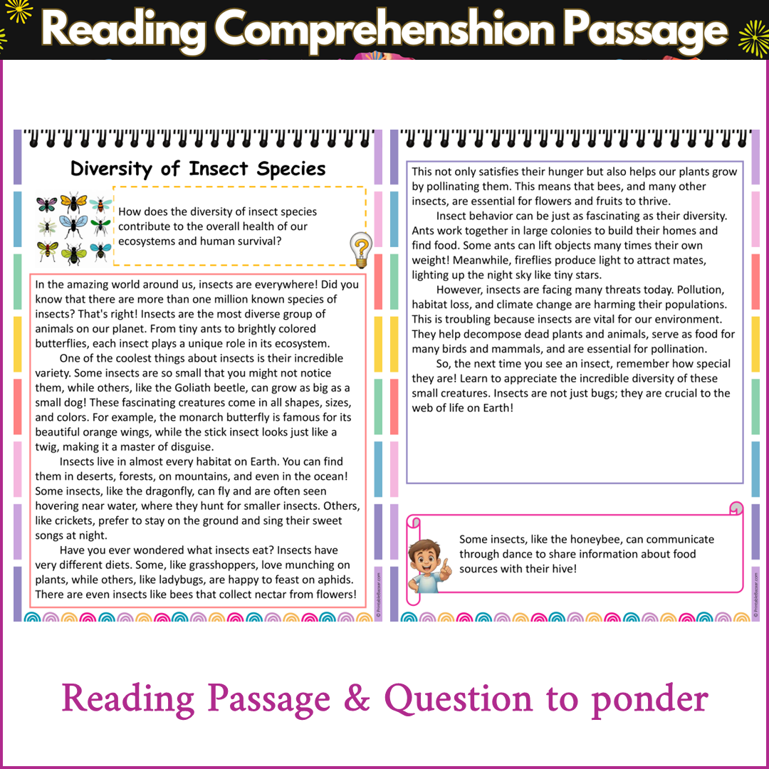 Diversity of Insect Species | Reading Comprehension Passage and Questi ...
