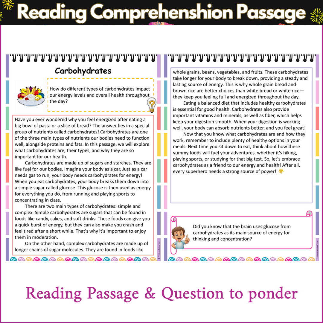 Carbohydrates | Reading Comprehension Passage and Questions ...