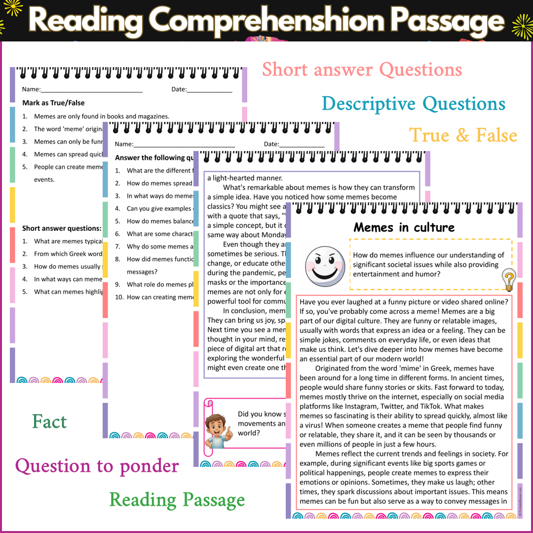 Memes in culture | Reading Comprehension Passage and Questions ...