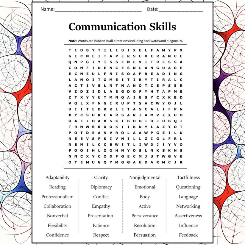 Communication Skills Word Search Puzzle Worksheet Activity PDF ...