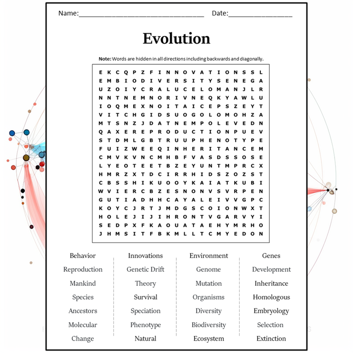 Evolution Word Search Puzzle Worksheet Activity PDF – PrintableBazaar