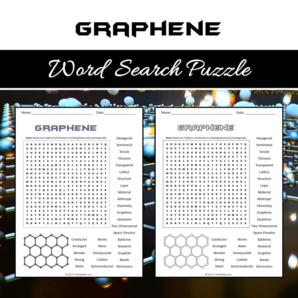 Graphene Word Search Puzzle Worksheet PDF – PrintableBazaar