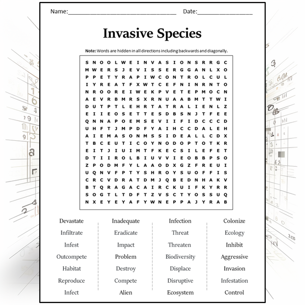 Invasive Species Word Search Puzzle Worksheet Activity PDF ...