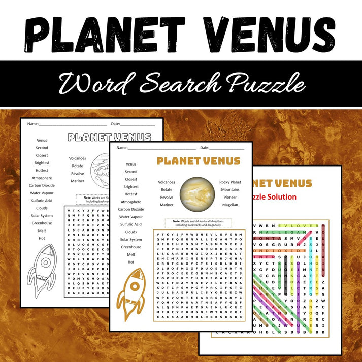 Venus Word Search Puzzle Worksheet PDF – PrintableBazaar