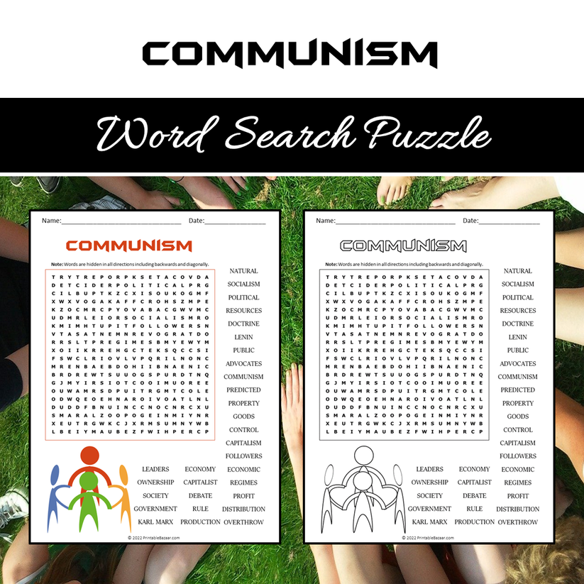 Communism Word Search Puzzle Worksheet PDF – PrintableBazaar