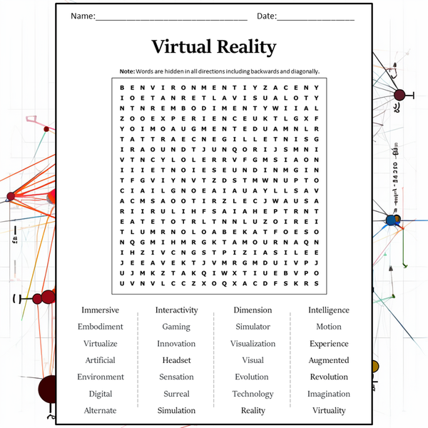 Virtual Reality Word Search Puzzle Worksheet Activity PDF – PrintableBazaar