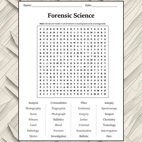 Forensic Science Word Search Puzzle Worksheet Activity PDF ...
