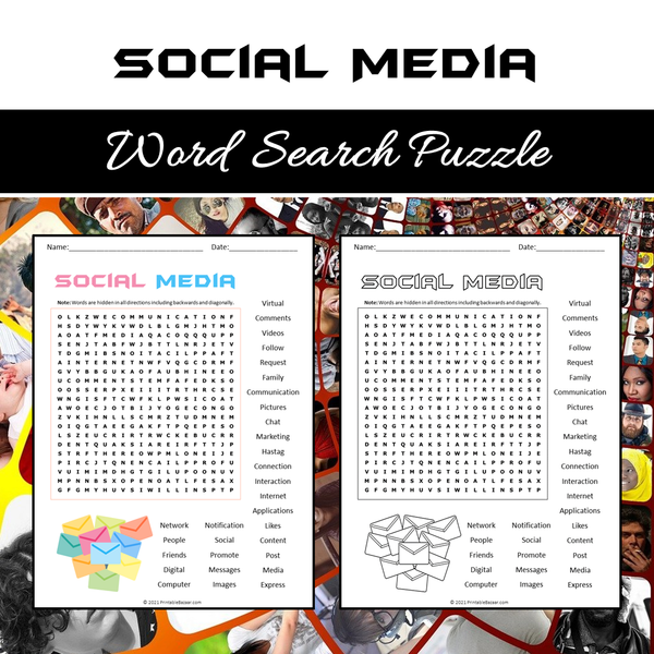 Social Media Word Search Puzzle Worksheet PDF – PrintableBazaar