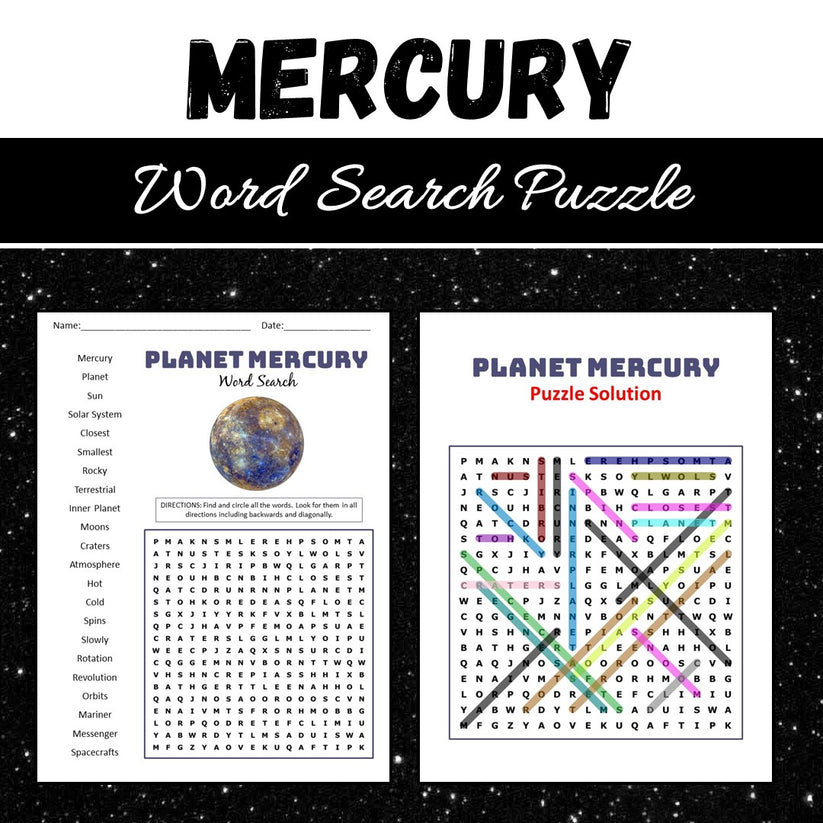 Mercury Word Search Puzzle Worksheet PDF – PrintableBazaar
