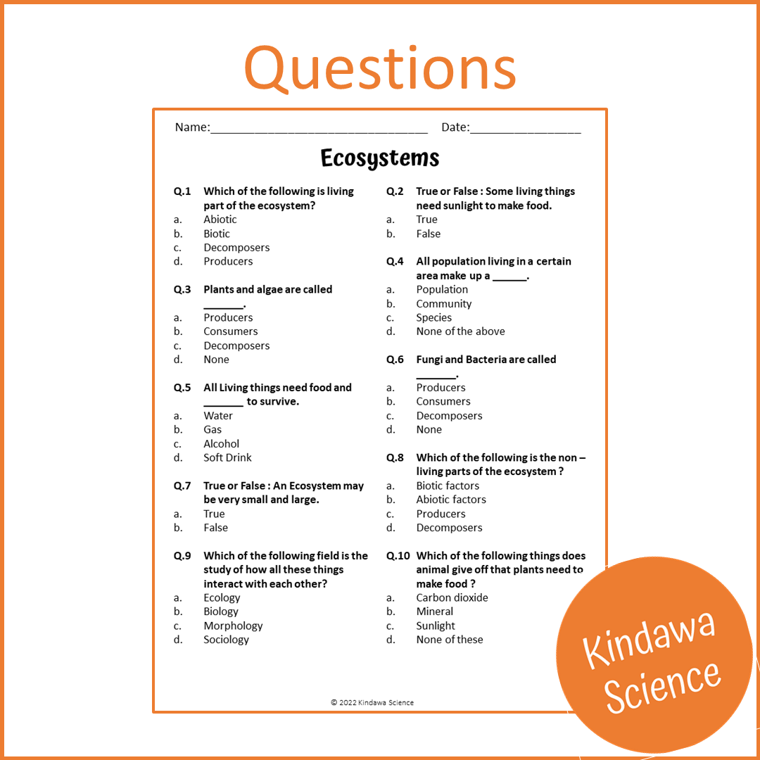 Ecosystems Reading Comprehension Passage and Questions | Printable PDF ...